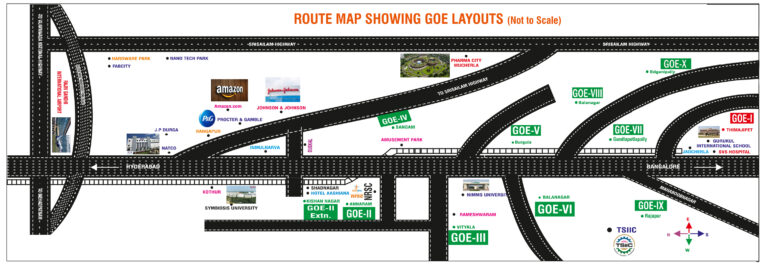 Goe 1 route map – Open Plots in Hyderabad – Garden of Eden